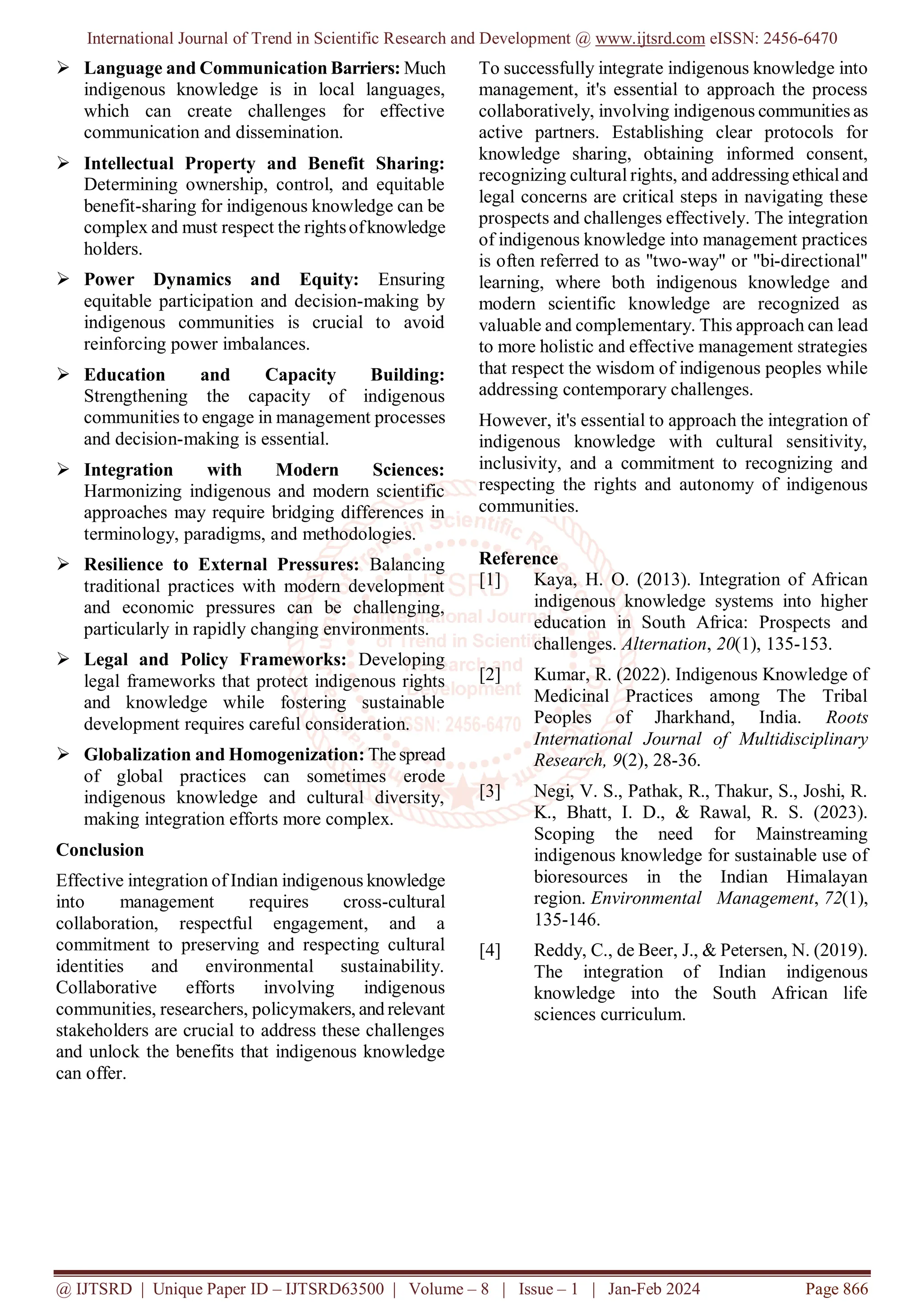 Integration of Indian Indigenous Knowledge System in Management Prospects and Challenges | PDF