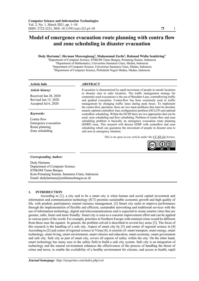 Model of emergence evacuation route planning with contra flow and zone scheduling in disaster ...