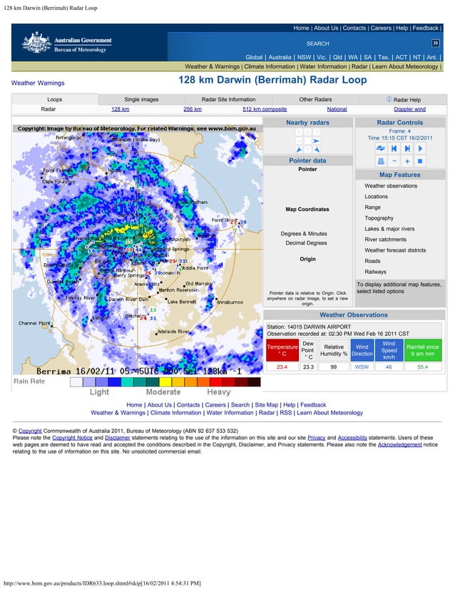 128 km darwin (berrimah) radar loop 16.2.11 cyc carlos | PDF