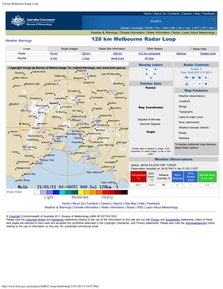 128 km melbourne radar loop 15.48, 21.1.11