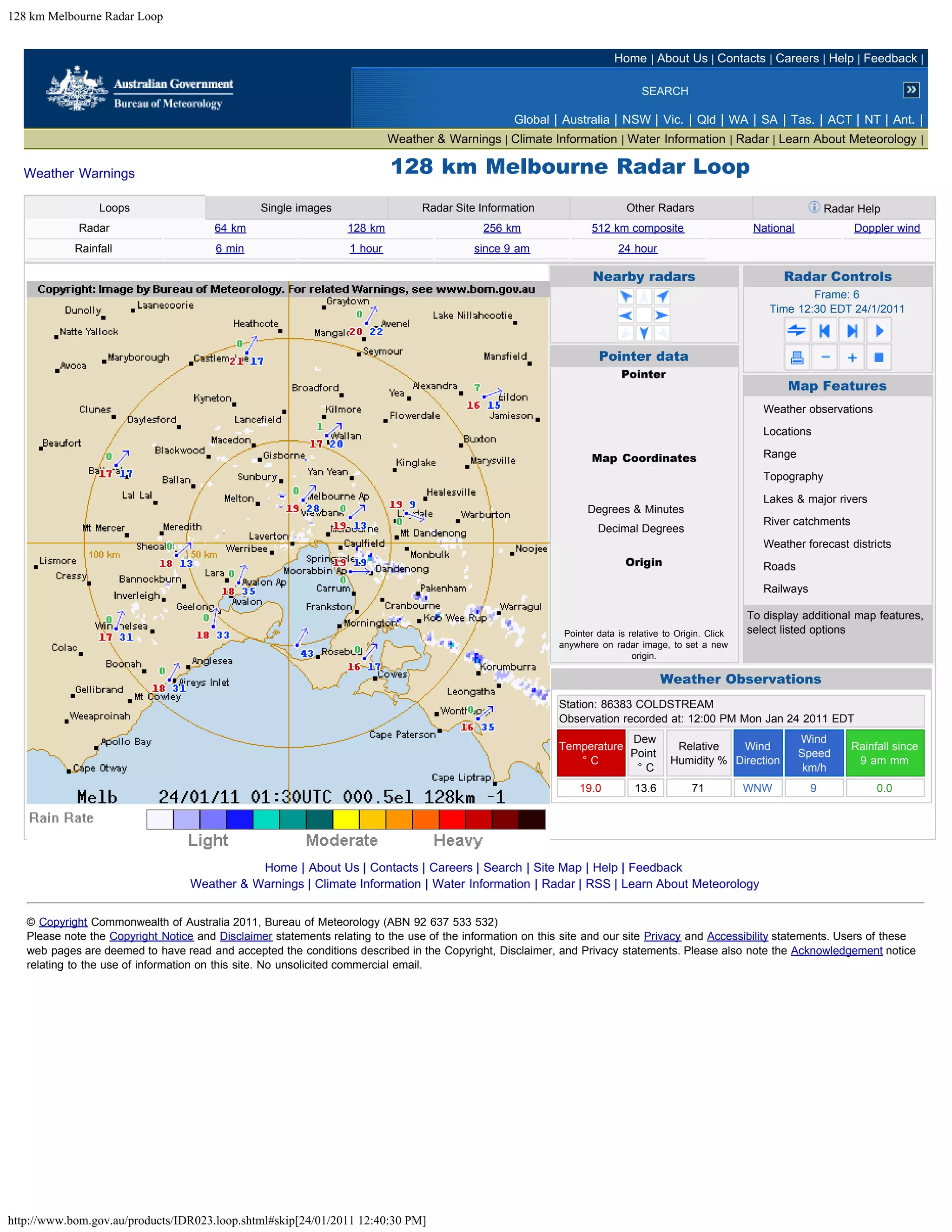 128 km melbourne radar loop showing radar lines has rain band no 3. 24. ...