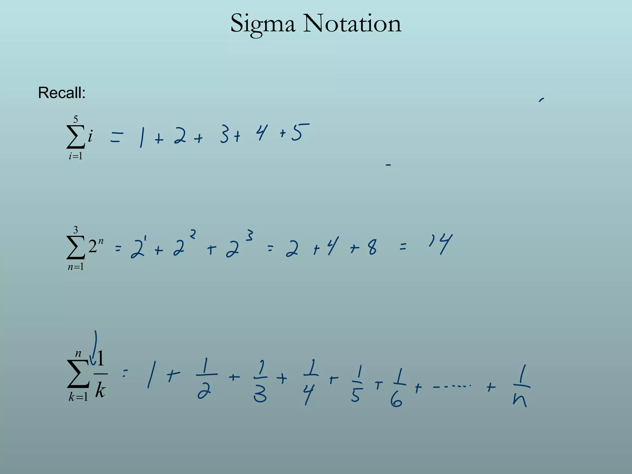 1.29.08 Sigma Notation | PPT