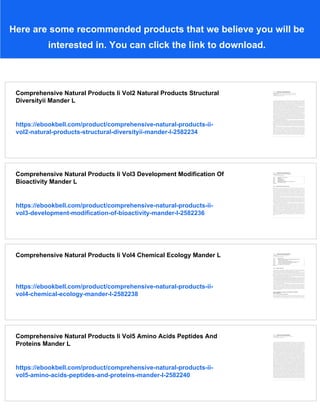 Comprehensive Natural Products Ii Vol8 Enzymes And Enzyme Mechanisms ...