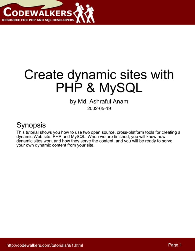 Create Dynamic Sites With Php And Mysql Pdf