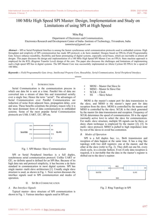 100 MHz High Speed SPI Master: Design, Implementation and Study on Limitations of using SPI at ...