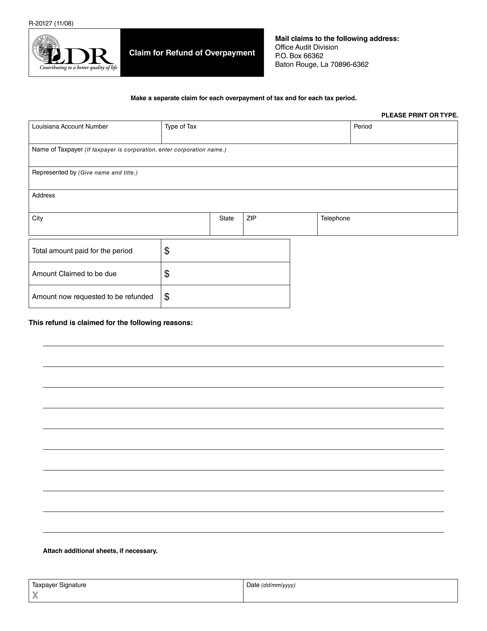 Claim for Refund of Overpayment | PDF