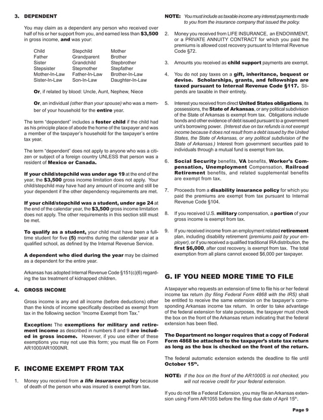 Instructions for AR1000S - Short Form | PDF
