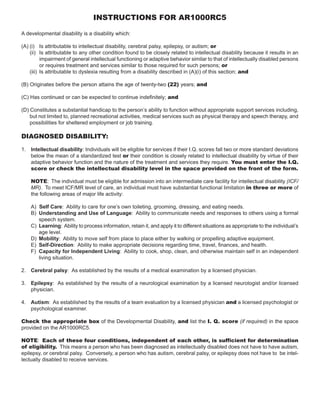 AR1000RC5 - Developmentally Disabled Individual Certificate | PDF