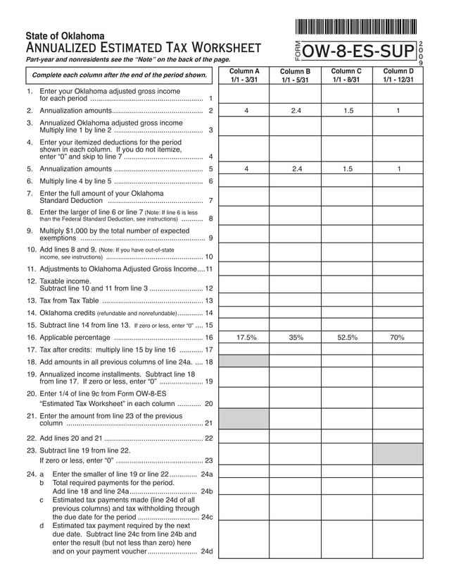 Annualized Estimated Tax Worksheet | PDF