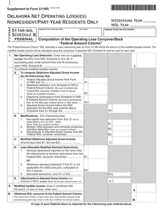 Oklahoma Net Operating Loss(es) - Nonresident/Part-Year Resident Only | PDF