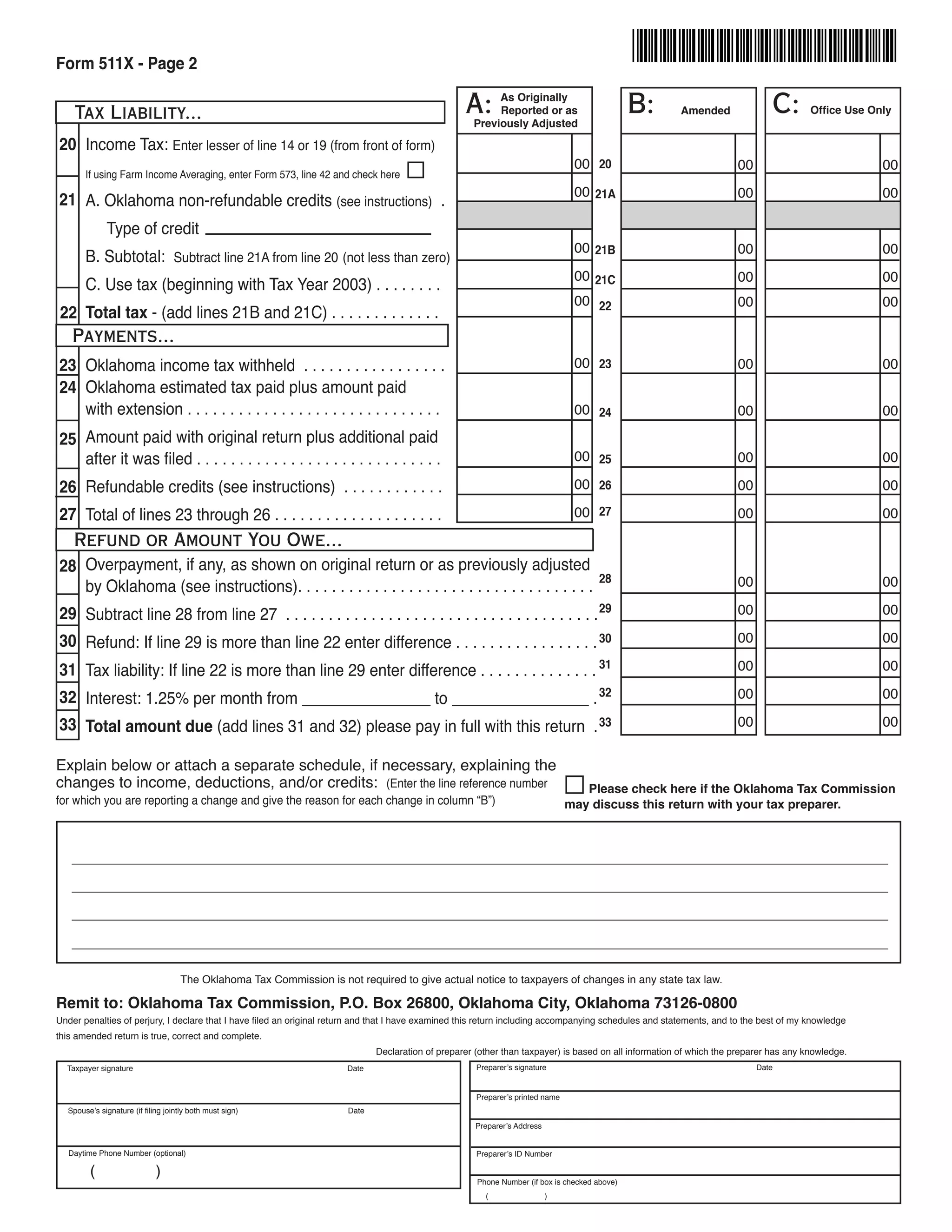 Amended Resident Individual Income Tax Return | PDF