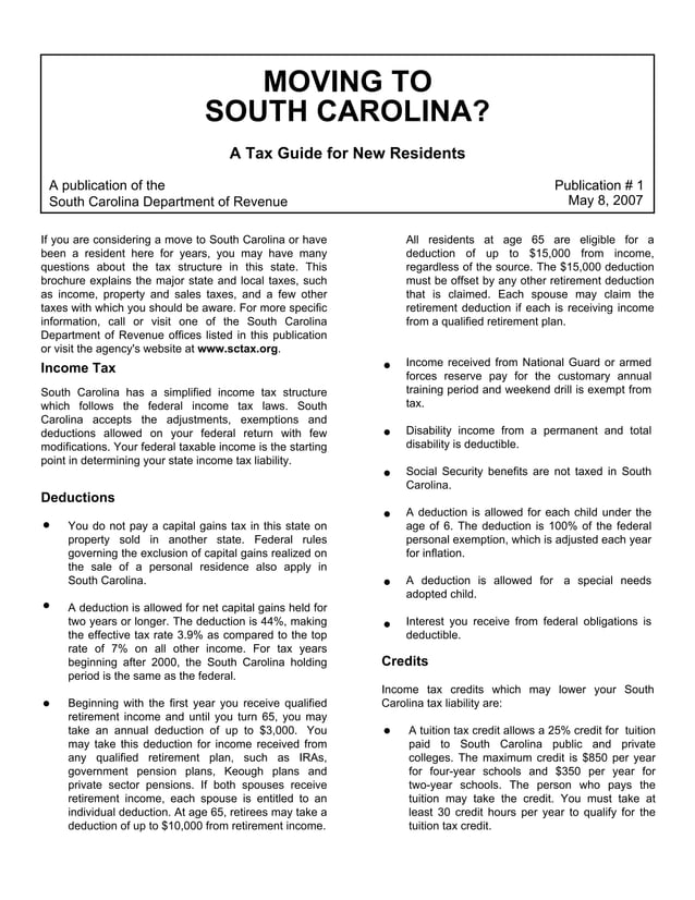 Moving to South Carolina | PDF