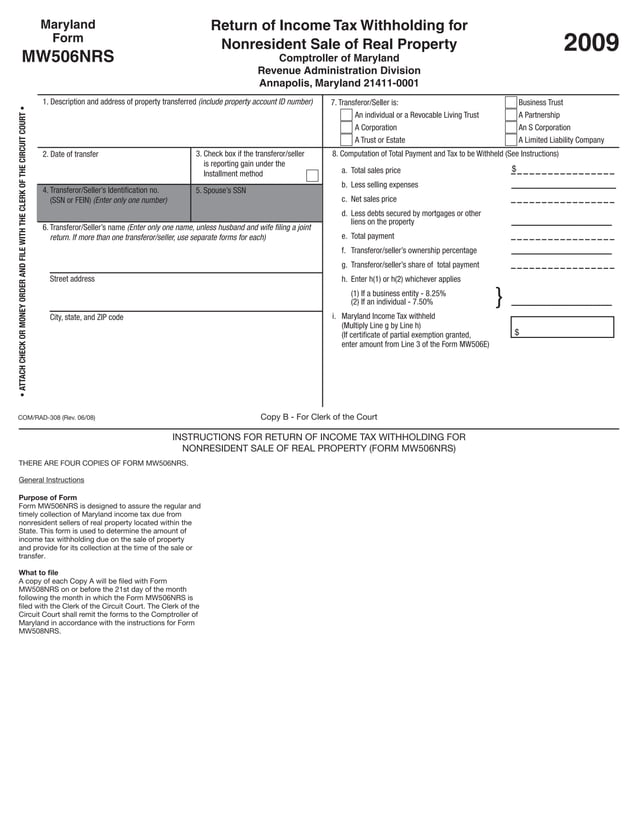 Form MW506AE; Form MW506NRS; Form MW506R | PDF | Real Estate Buying and ...