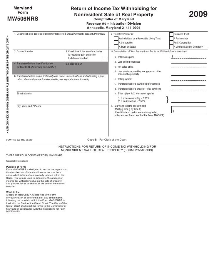 Form MW506AE; Form MW506NRS; Form MW506R