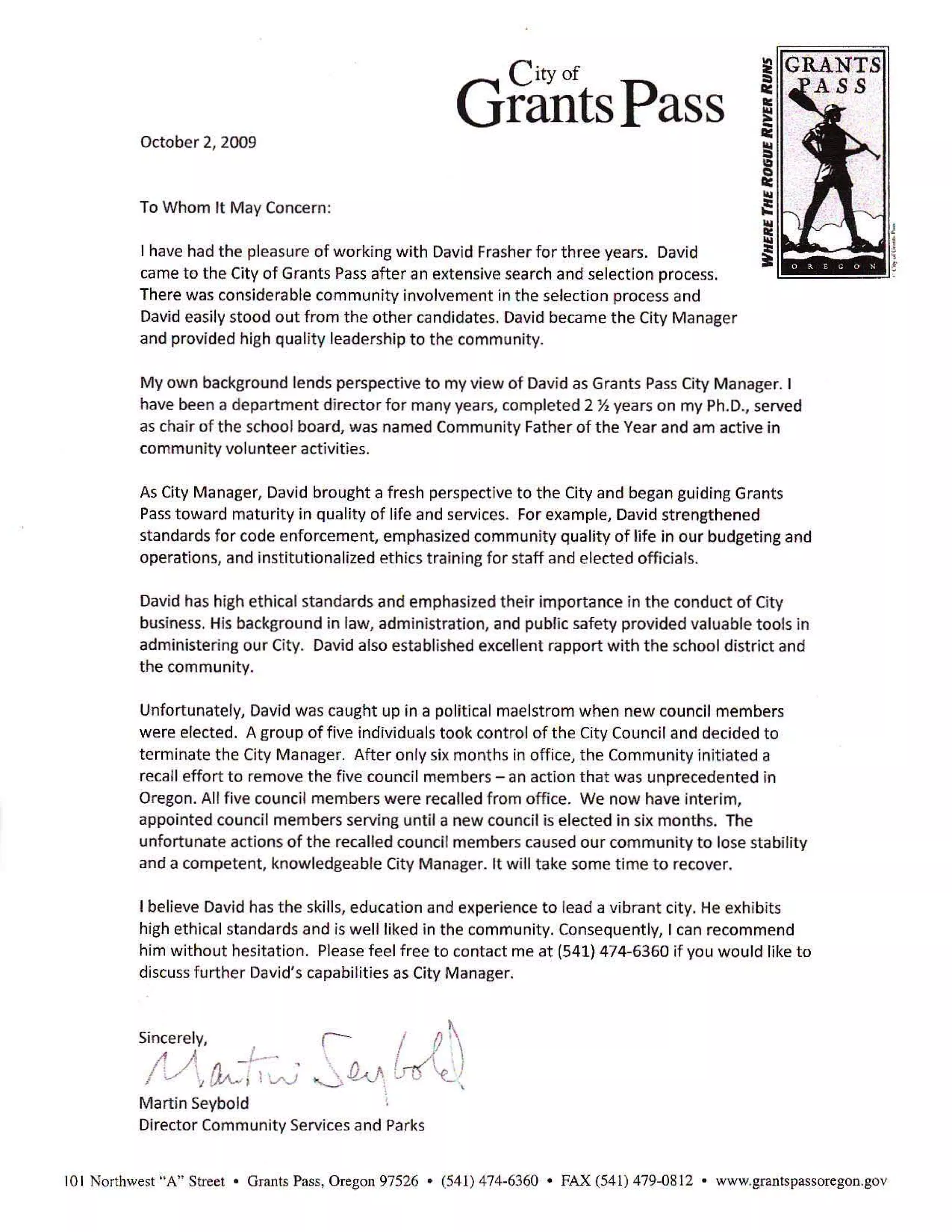martin_seybold-letter_of_recommendation David Frasher | PDF