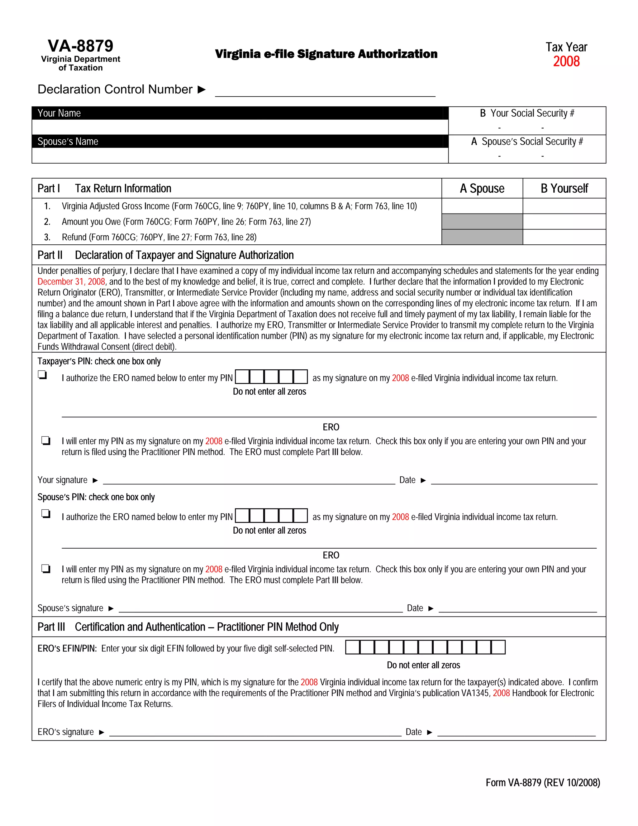 E-File Signature Form VA-8879 | PDF
