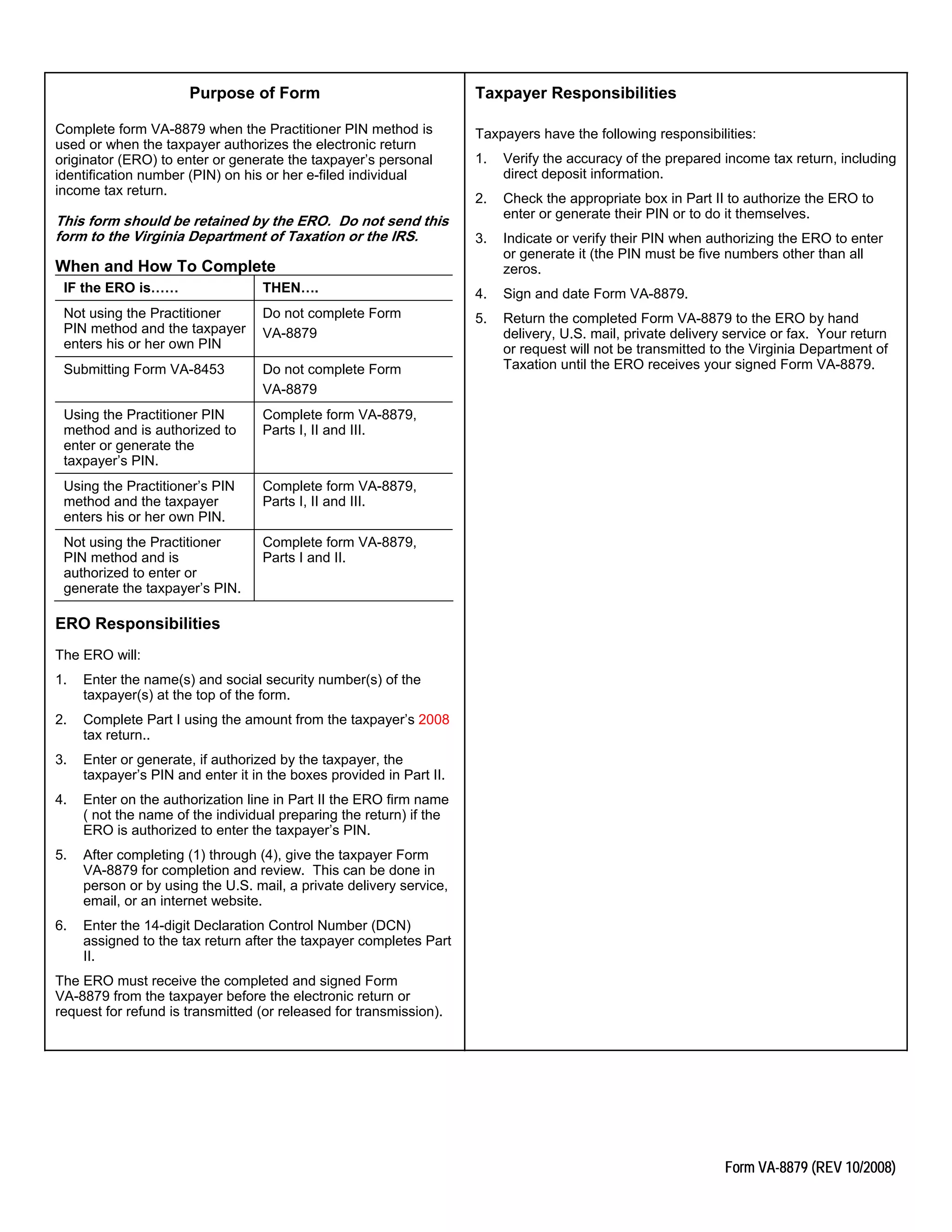 E-File Signature Form VA-8879 | PDF