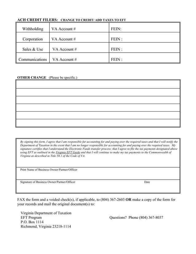 EFT Change Notification Form | PDF