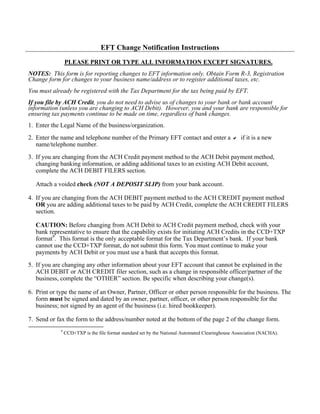EFT Change Notification Form | PDF | Credit Cards | Personal Debt