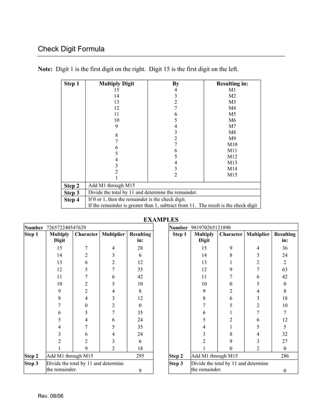 Check Digit Computation | PDF