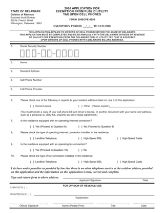 2008 Form 5506CPE Exemption from Public Utility Tax on Cell Phones | PDF