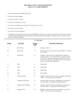 Record Layout and Description - Excel Spreadsheet | PDF | Personal ...