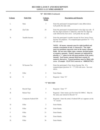 Record Layout and Description - Excel Spreadsheet | PDF | Personal ...