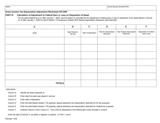 Gross Income Tax Depreciation Adjustment Worksheet (Updated: 11/29/05 ...