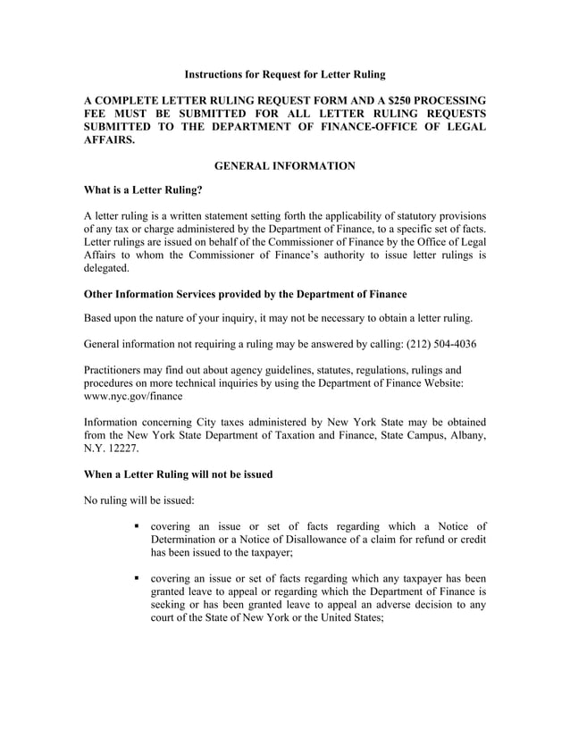 Letter Ruling Request Form | PDF