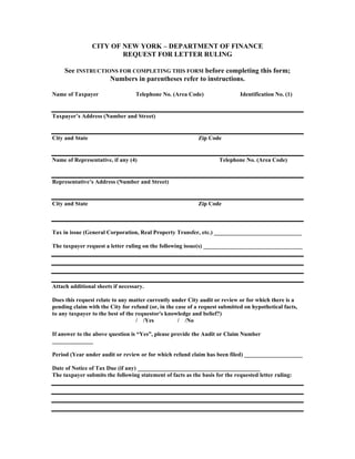 Letter Ruling Request Form | PDF