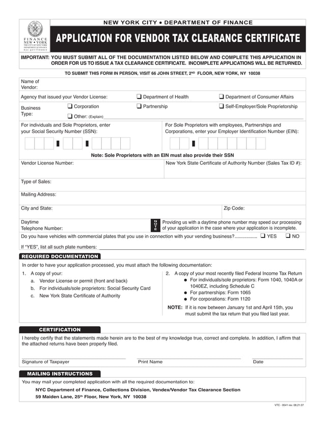 Vendor Tax Clearance Certificate | PDF | Personal Taxes | Personal Finance