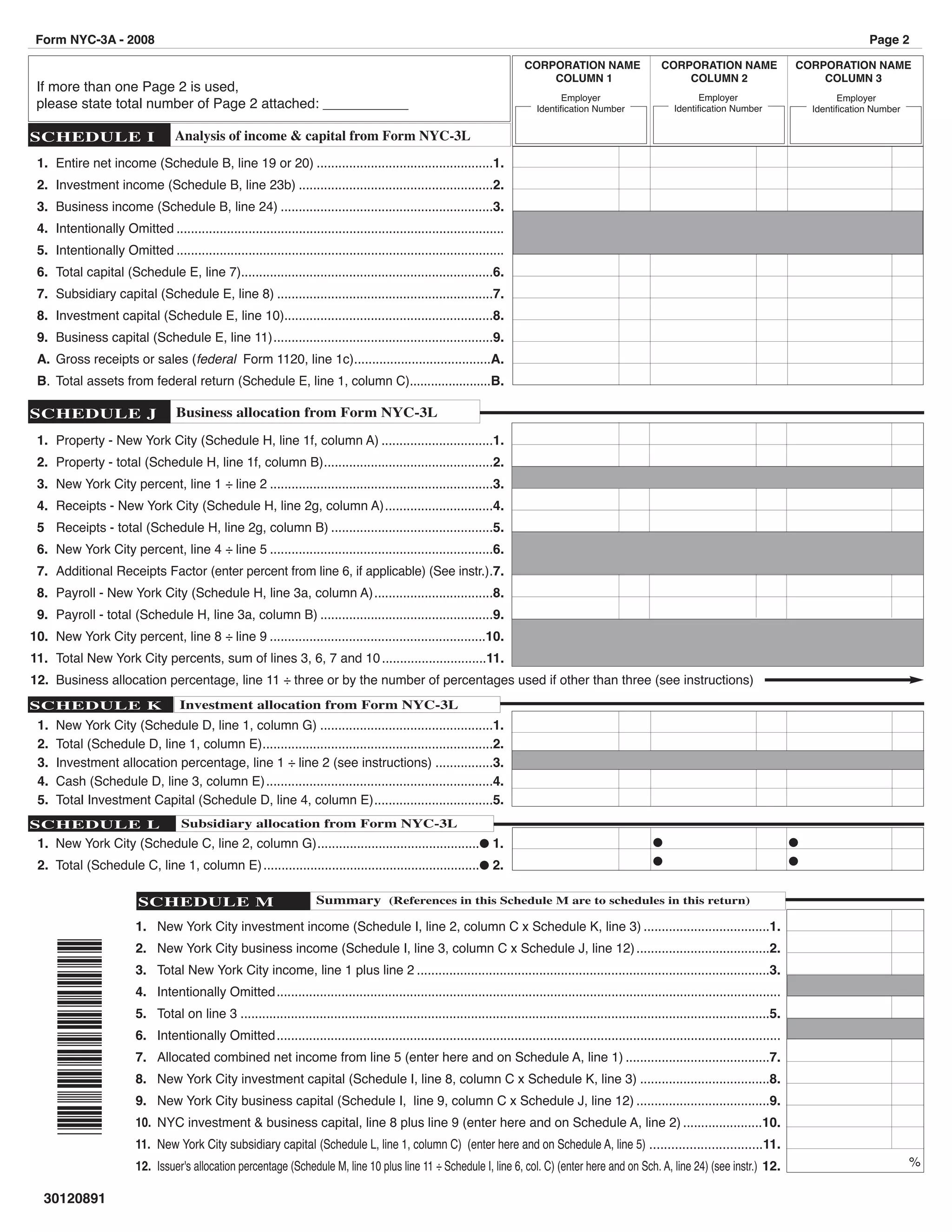 NYC-3A Combined General Corporation Tax Return | PDF | Business Accounting & Finance | Business