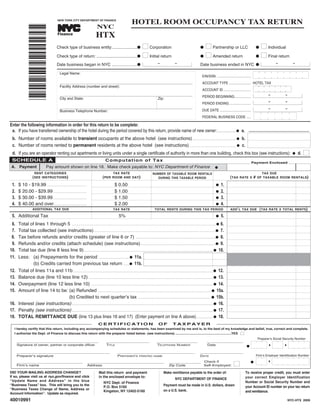NYC-HTX Hotel Room Occupancy Tax Return | PDF