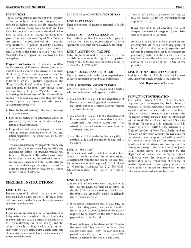 NYC-HTXB Hotel Room Occupancy Tax Return | PDF