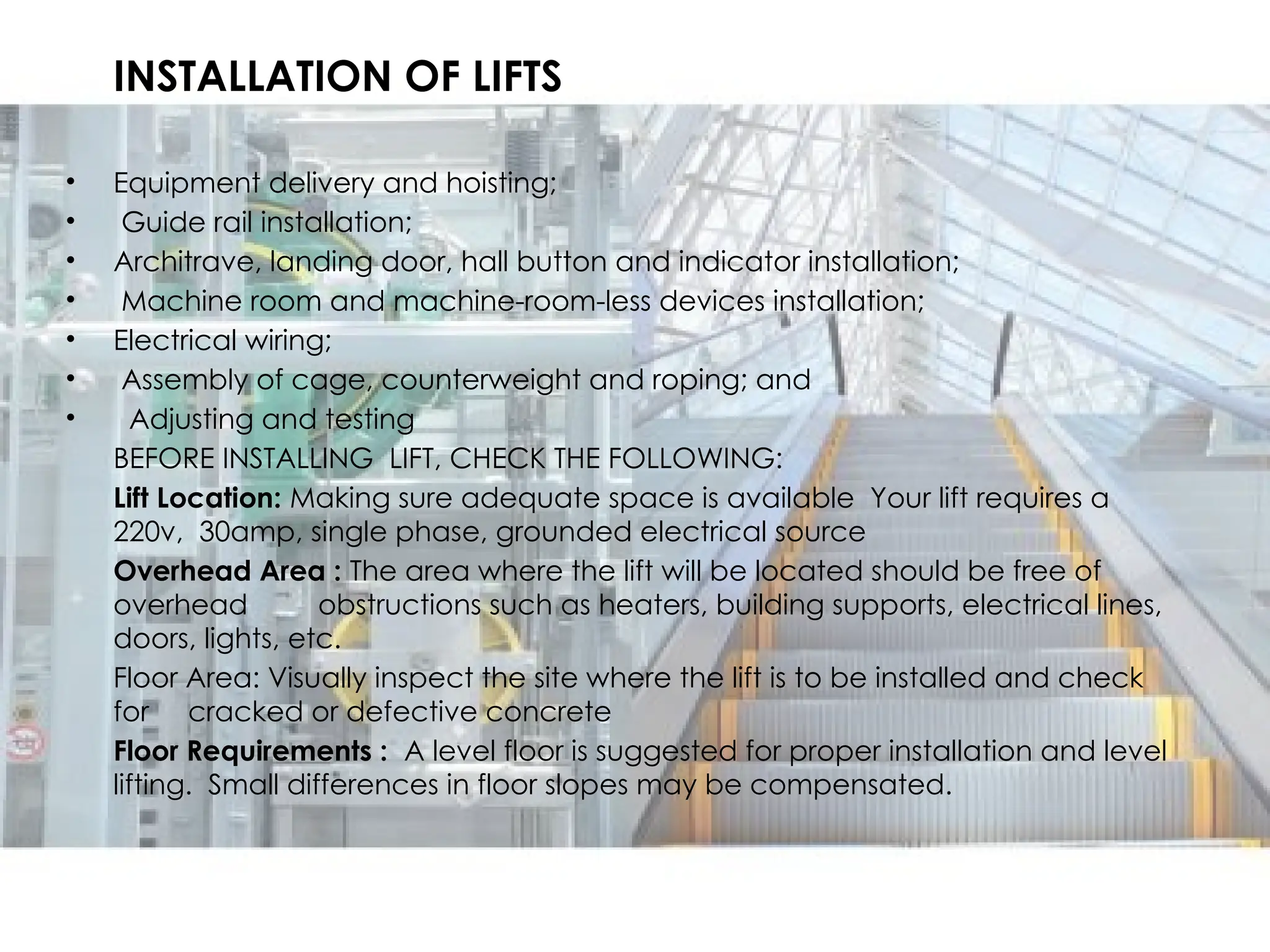Building Utilities 2 : Elevators and Escalators | PPT