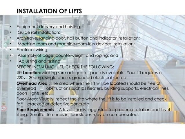 Building Utilities 2 : Elevators and Escalators | PPT