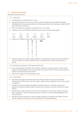 O'levels Computer Science 2210 Syllaybus 2015 | PDF