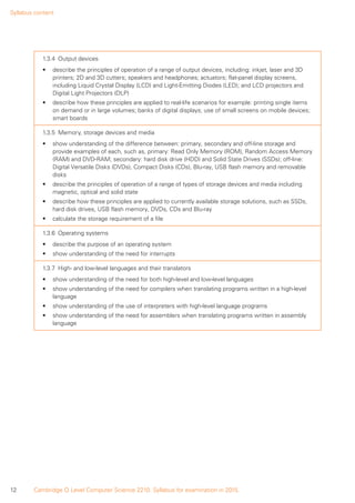 O'levels Computer Science 2210 Syllaybus 2015 | PDF