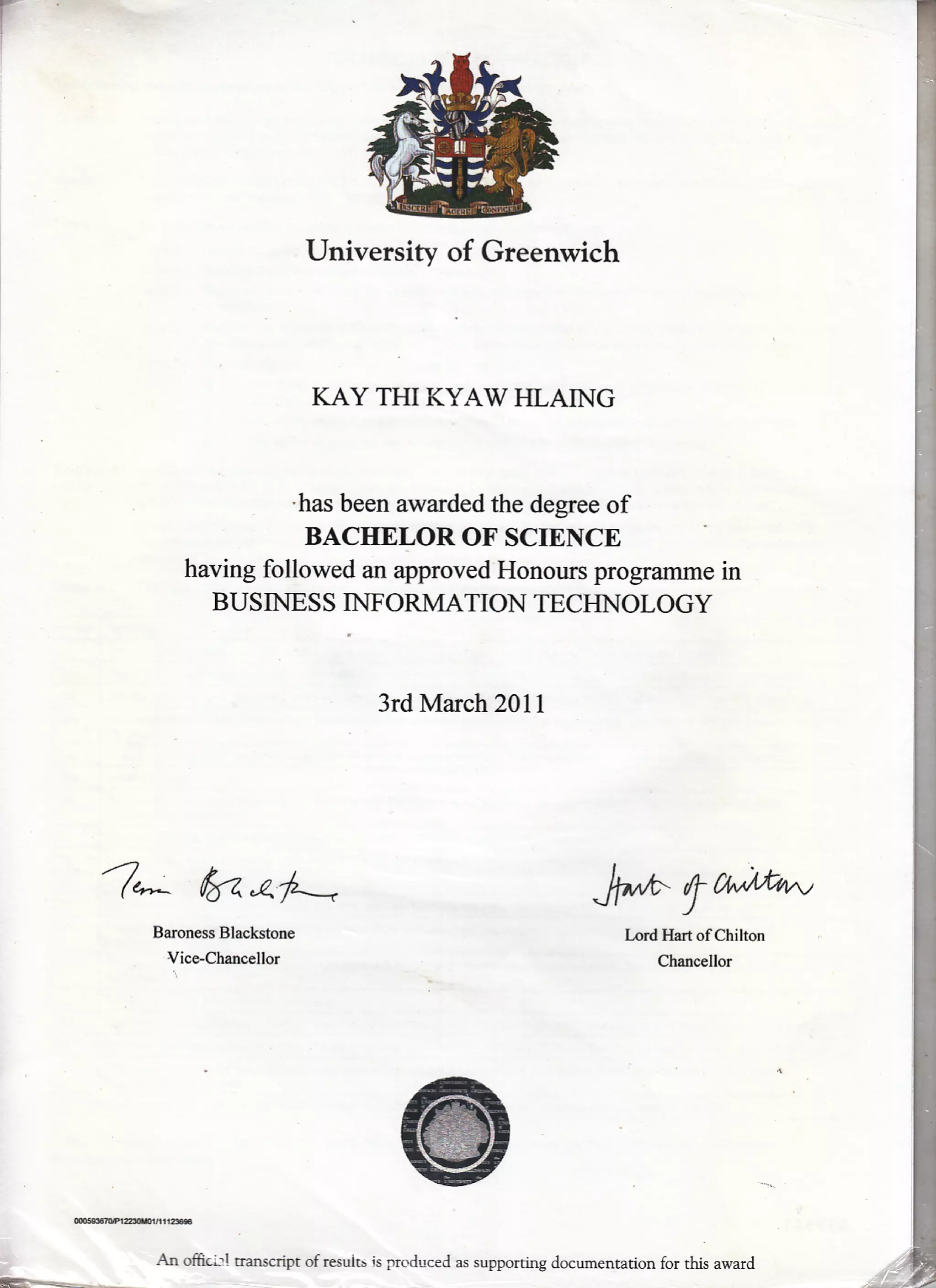 B.Sc. BIT Degree Certificate | PDF