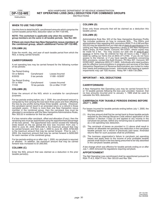 Combined Group Net Operating Loss (NOL) Deduction Form | PDF | Personal ...