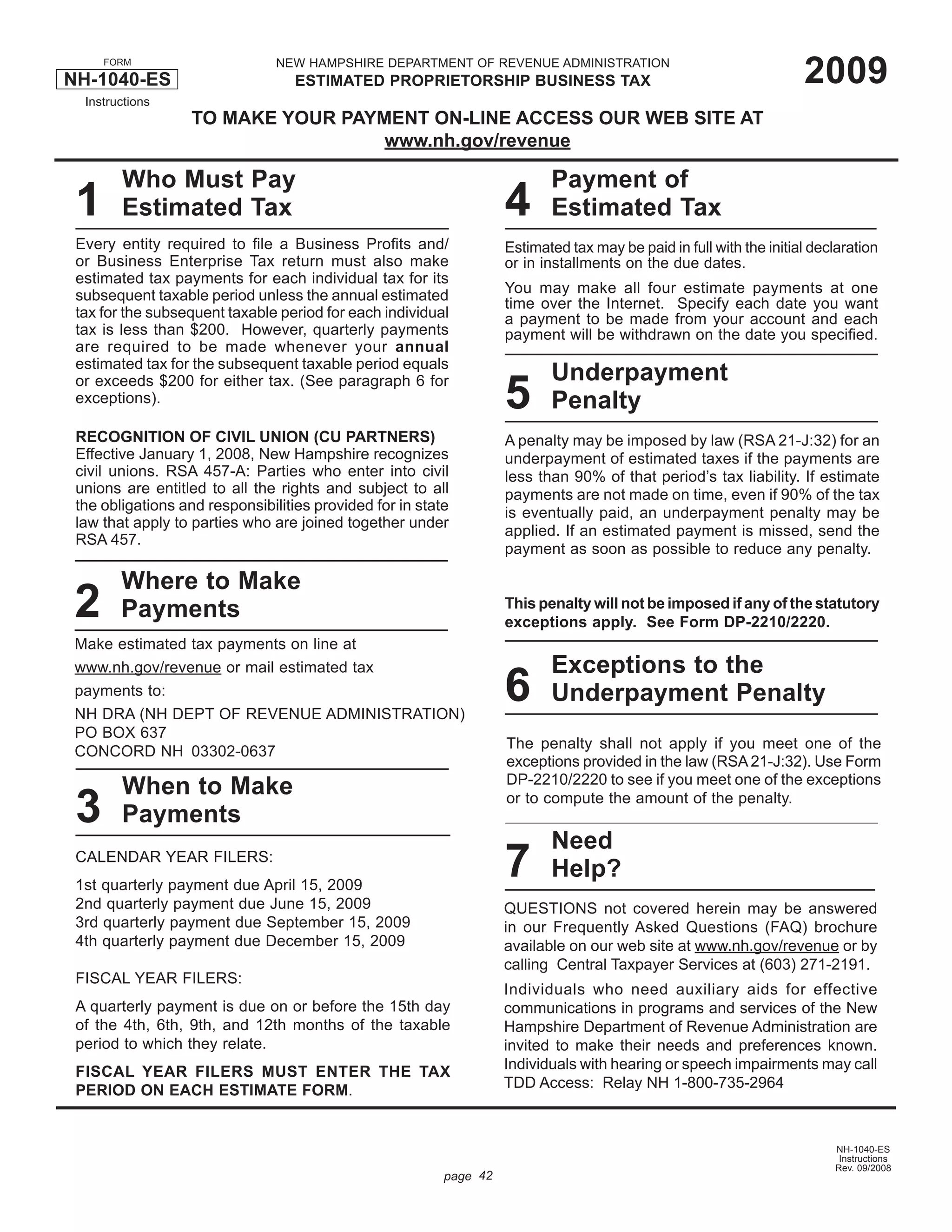 Estimated Proprietorship Business Tax Quarterly Payment Forms | PDF