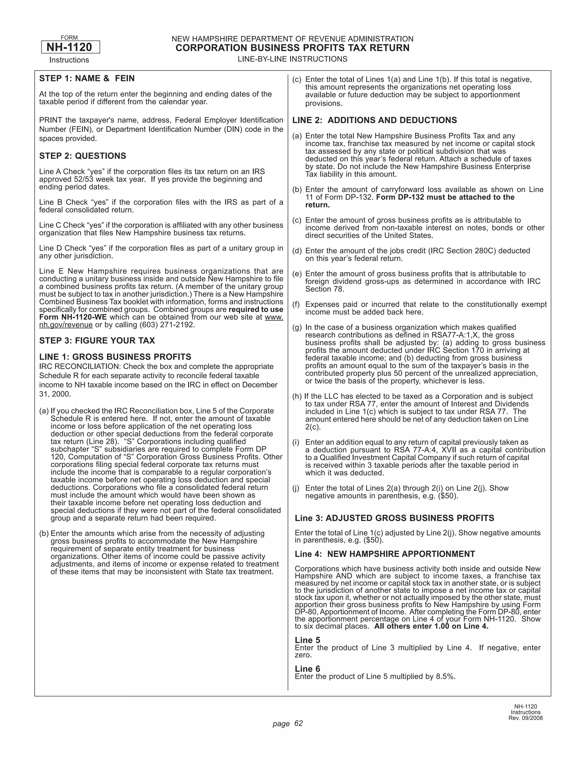 Corporate Business Profits Tax Return and Instructions | PDF