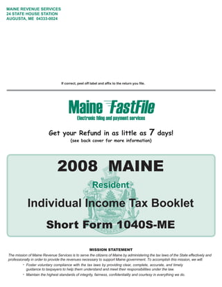 1040S-ME resident short form booklet (forms & instructions) | PDF