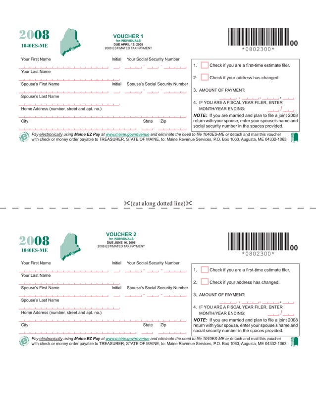 1040ES-ME vouchers for estimated tax payments | PDF