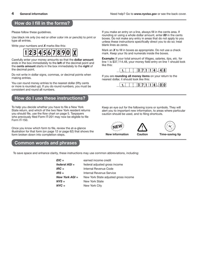 IT-201 Resident Income Tax Return (long form) and instructions ...