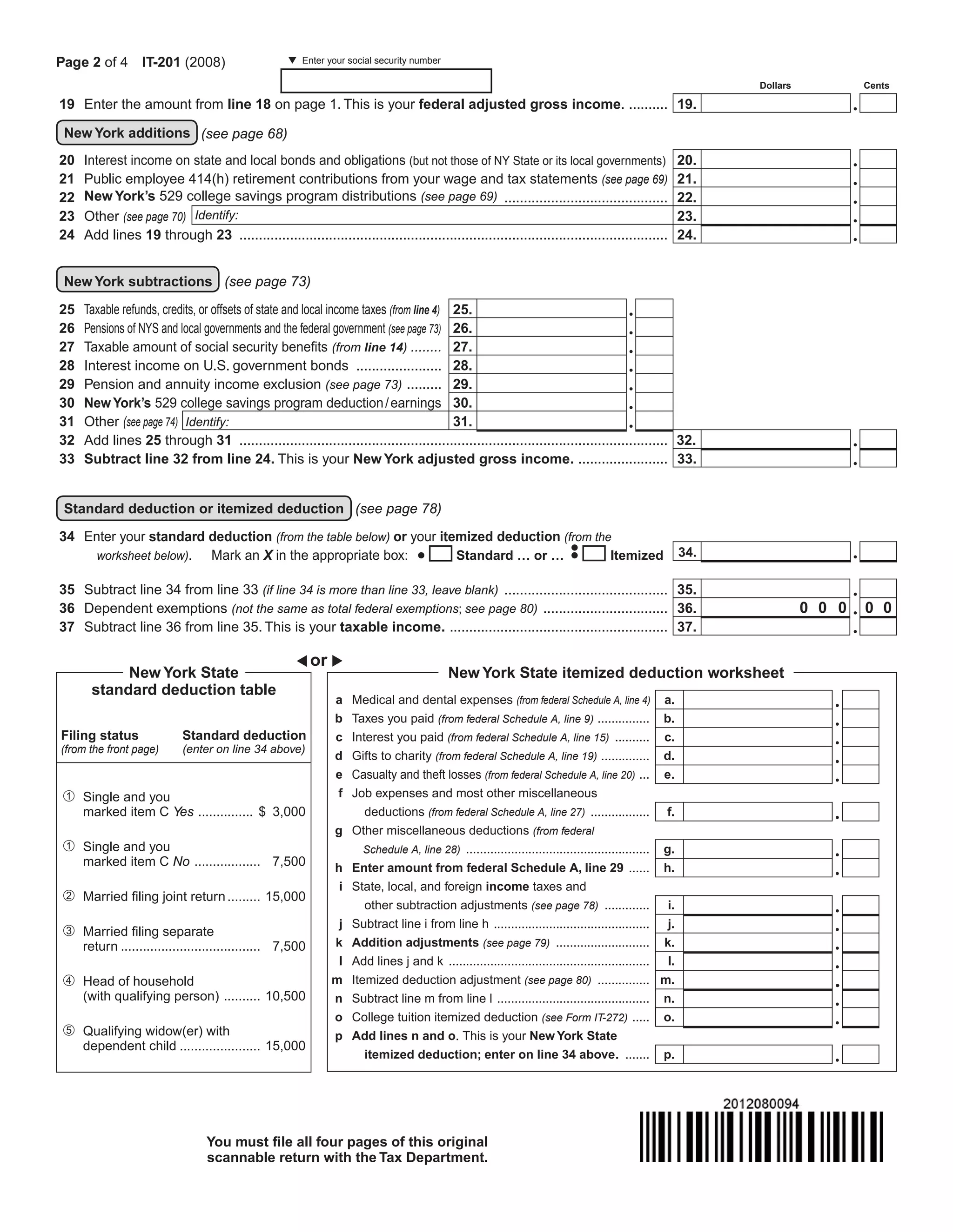IT-201-ATT Other Taxes and Tax Credits – Attachment to Form IT-201 | PDF