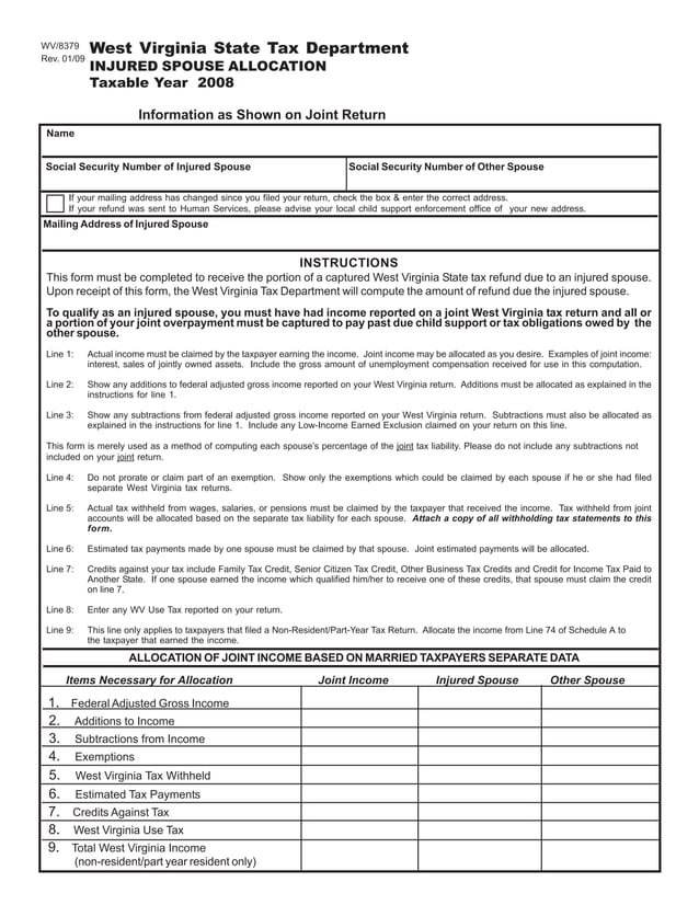 wv8379 state.wv.us/taxrev/forms | PDF | Personal Taxes | Personal Finance