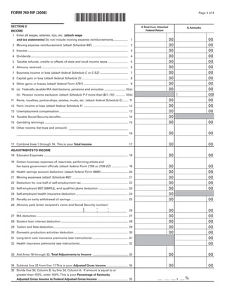 740-NP - 2008 Kentucky Individual Income Tax Return Nonresident or Part ...