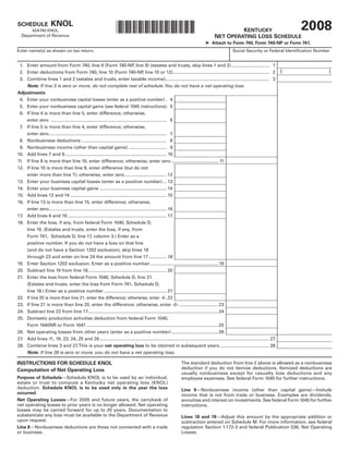 Schedule KNOL (740) - Kentucky Net Operating Loss Schedule - Form ...