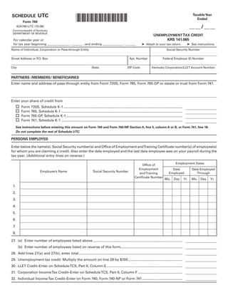 Schedule UTC - Unemployment Tax Credit -Form 42A740-UTC | PDF